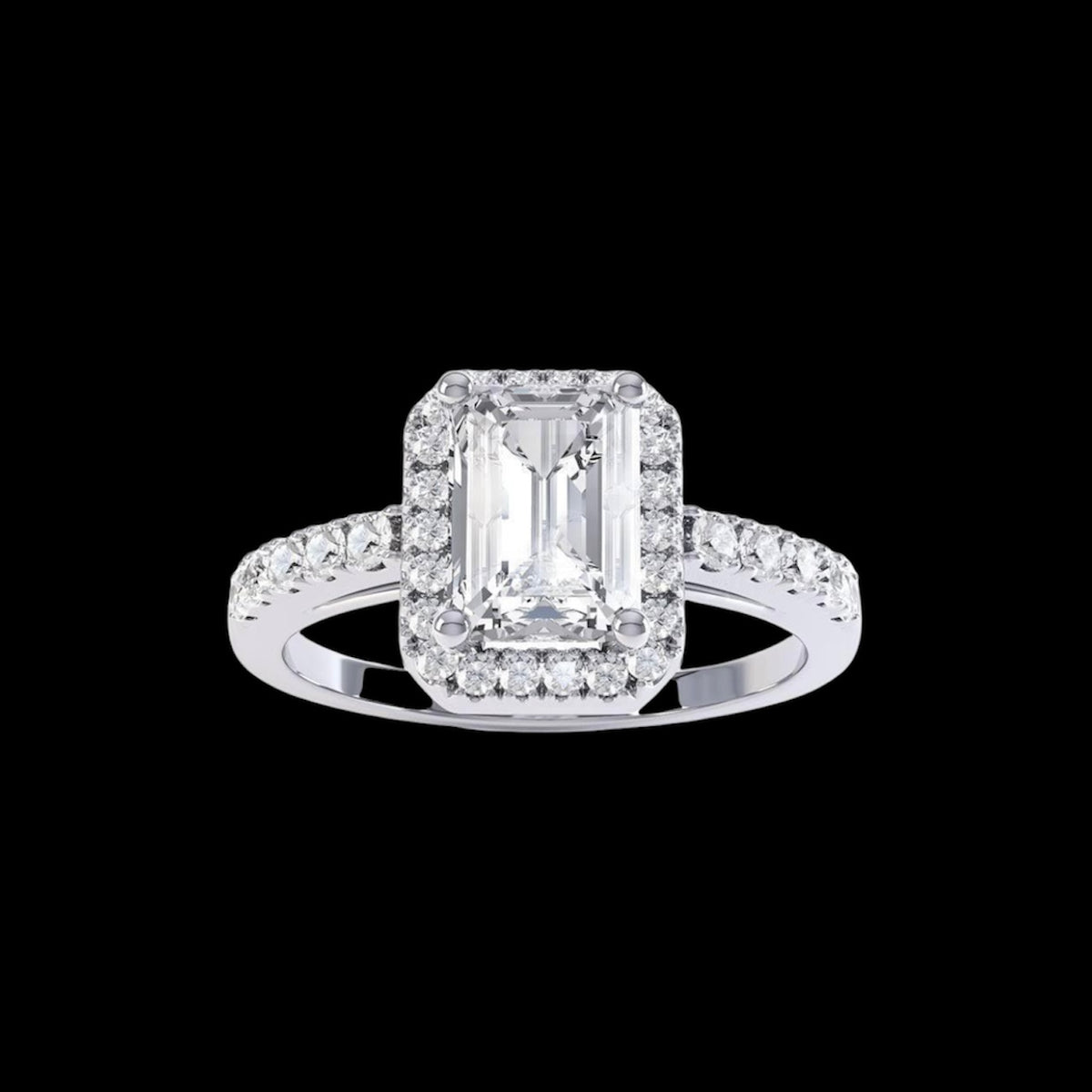 Silver Rectangle Halo Ring – Silver By Prems